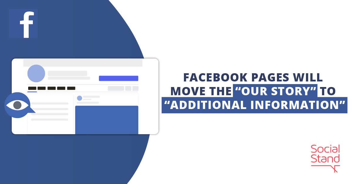 facebook pages will move our story to additional information - Social Stand