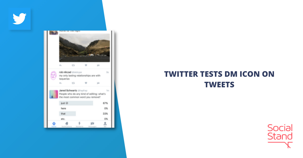 Twitter Tests DM Icon on Tweets - Social Stand
