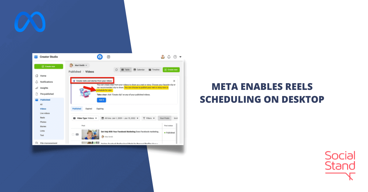 Meta Enables Reels Scheduling on Desktop - Social Stand