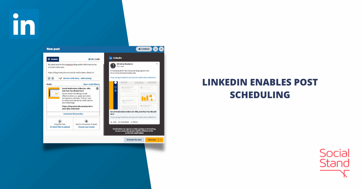 LinkedIn Enables Post Scheduling - Social Stand